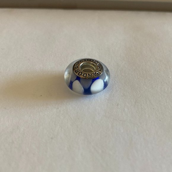 Pandora | Jewelry | Pandora Royal Bluewhite Murano Glass Charm | Poshmark